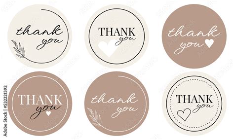 Thank You Classic Round Stickers Set Labels And Bageslogo Circle
