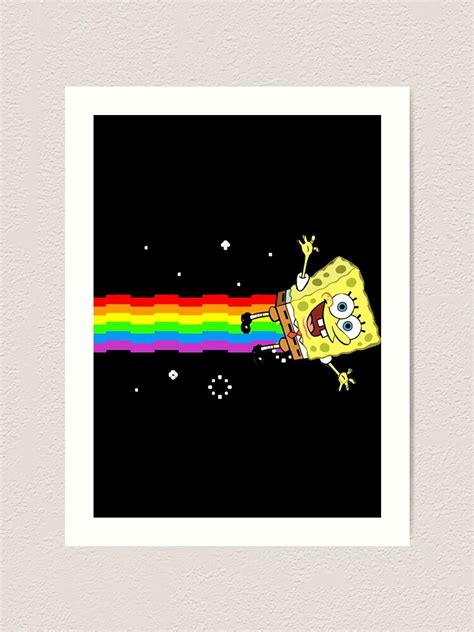 Spongebob Sqaurepants Nyan Cat Meme Art Print By Archabotte Redbubble