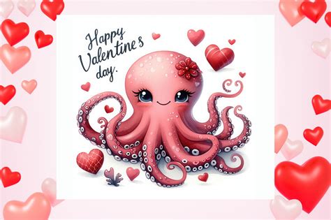 Valentines Octopus Illustration Graphic By Creative Designs · Creative
