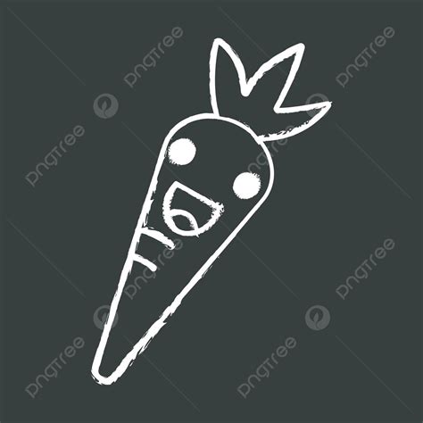 Carrot Cute Kawaii Chalk Character Food Happy Illustration Vector Food
