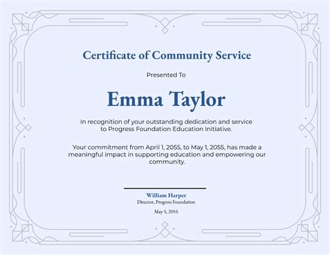 Free Certificate For Ngo Community Service Template To Edit Online