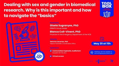 Toolbox Idibaps Talk Series Dealing With Sex And Gender In Biomedical