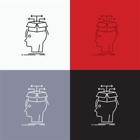 Data Extraction Head Knowledge Sharing Icon Over Various Background Line Style Design