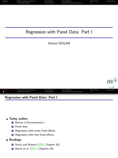 Week01 Regressionwithpaneldatapart1 Pdf Fixed Effects Model Econometrics