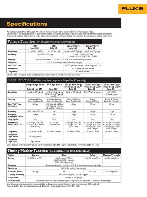 9500b Oscilloscope Calibrator Extended Specifications Pdf Calibration Electromagnetism