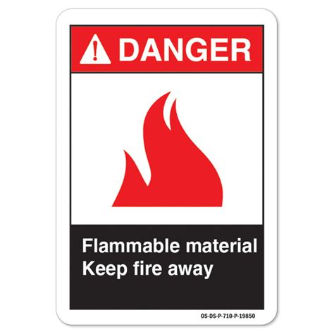 Ansi Danger Sign Flammable Material Keep Fire Away Decal Protect