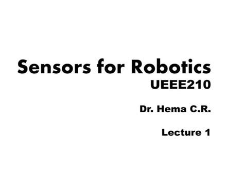 Introduction To Sensors For Robotics Pdf