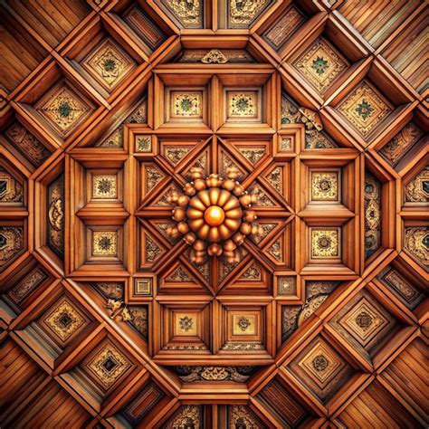 Ceiling Wood Pattern Wallpaper 3d Classic 3d Illustration Premium Ai