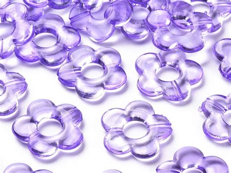 Créez des bijoux avec 20 perles transparentes fleurs violettes
