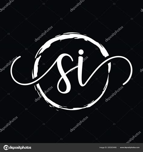 Initial Handwriting Logo Design Brush Circle Monogram Logo Vector