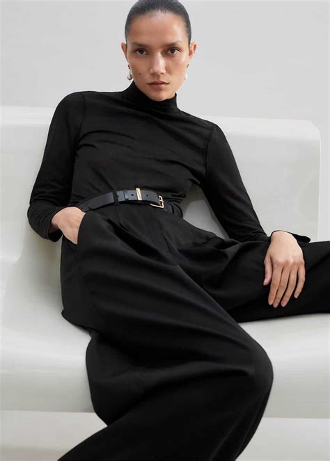 Womens Black Sheer Long Sleeve Layering Top Meem
