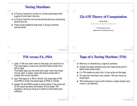 turing machines lecture notes lecture 4 22c 135 theory of