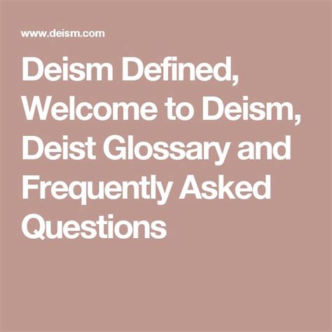 Deism Defined Welcome To Deism Deist Glossary And Frequently Asked