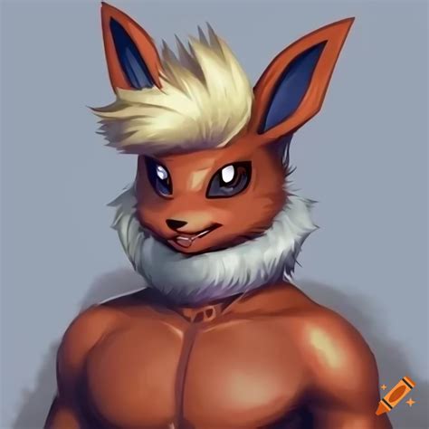 Anthro Flareon In Stylish Latex Bodysuit In Bipedal Furry Art Style On