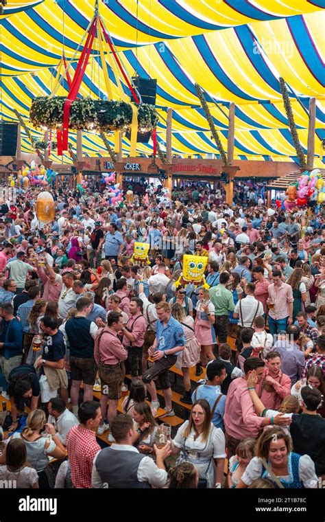 Beer Tent Full Of Drunken People Canstatter Wasen Stuttgart Germany