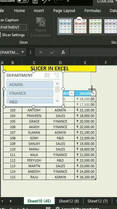 Quick And Easy Way To Insert Slicers In Excel Shortsfeed Shorts Excel Youtube