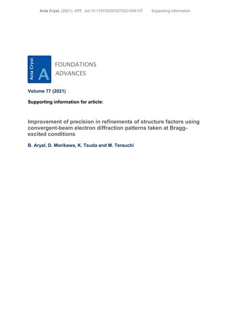 Pdf Improvement Of Precision In Refinements Of Structure Factors Using Convergent Beam