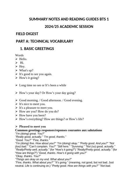 Summary Notes And Reading Guides Bts 1 Pdf Engineering Physical