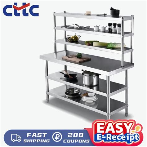 Cttc New 2 3 Tier Kitchen Table 304 Stainless Table Commercial Console