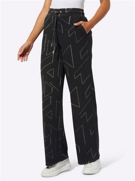 Jerseybroek Met Glittereffecten In Zwart Witt