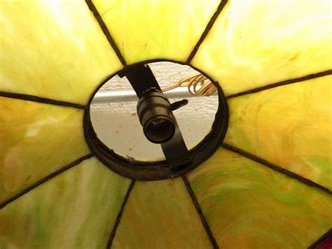 Antique Leaded Stained Glass Hanging Lamp Shade Circa Early 1900s