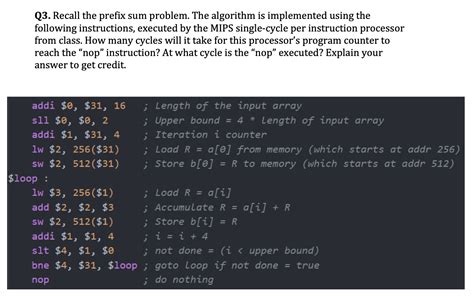 Solved Q3 Recall The Prefix Sum Problem The Algorithm Is
