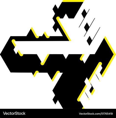 Black Yellow Right Arrow With Zigzag Outline Vector Image