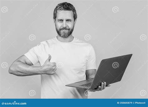 Man Programmer Isolated On Yellow Thumb Up Man Programmer On