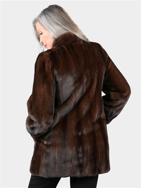 Womans Natural Mahogany Female Mink Fur Jacket Estate Furs