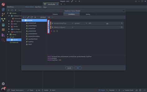Wappler Documentation Creating Database Queries