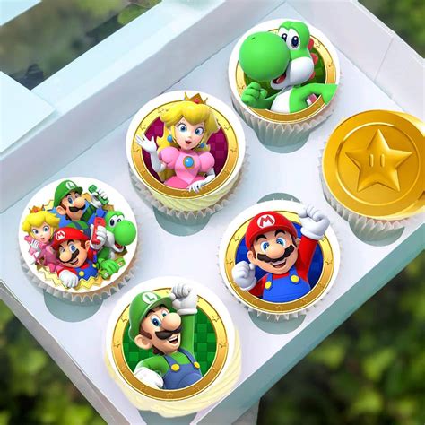 Pre Cut Super Mario 1b Edible Stand Up Wafer Paper Cupcake Toppers Cake