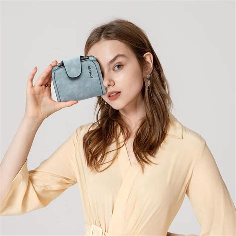 EXTREE Cartera para mujer de piel auténtica delgada plegable con