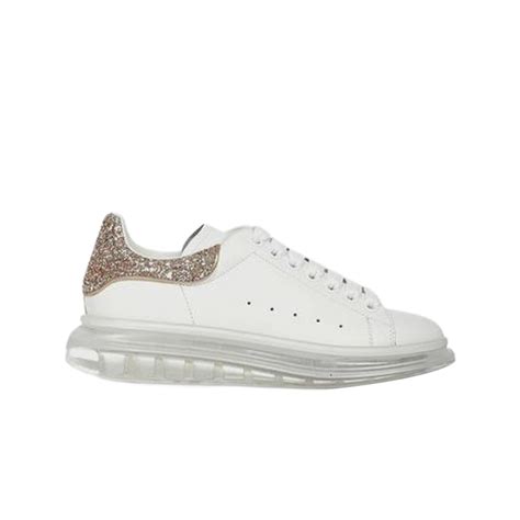 W 알렉산더 맥퀸 오버사이즈드 스니커즈 클리어 솔 화이트 핑크 글리터 Alexander Mcqueen Kream