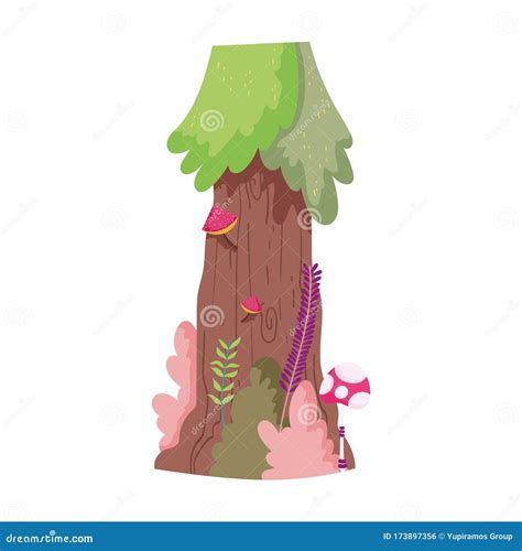 Tree Bush Mushroom Foliage Vegetation Nature Icon Stock Vector Illustration Of Leaf