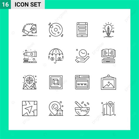 빛의 16개의 그림 문자의 모바일 인터페이스 개요 세트 온라인 창조적 변하기 쉬운 Png 일러스트 및 벡터 에 대한 무료 다운로드 Pngtree