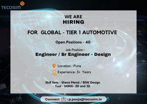 Pooja Parekar On Linkedin Hiring Biw Sheetmetal Ugnx Designengineer Design Pune Oem Tier1