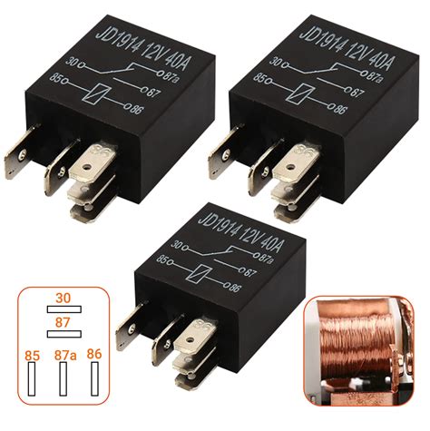 Buy 3 Packs 5 Pin Relay 12v 40a Multi Purpose Automotive Relay Black