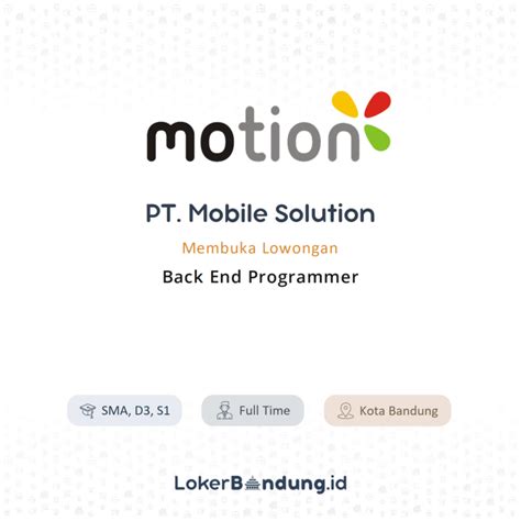 Lowongan Kerja Back End Programmer Di Pt Mobile Solution Lokerbandungid