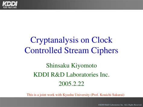 ppt cryptanalysis on clock controlled stream ciphers powerpoint