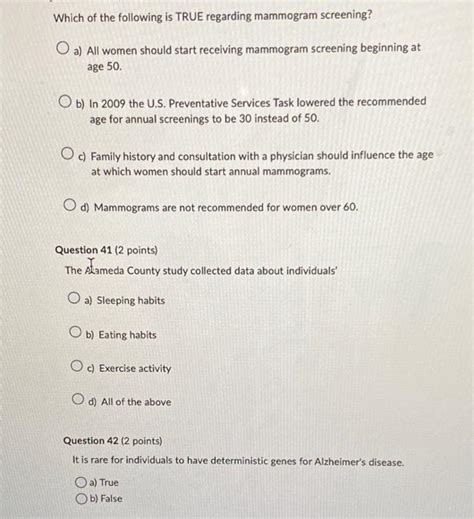 Solved Which Of The Following Is True Regarding Mammogram Chegg
