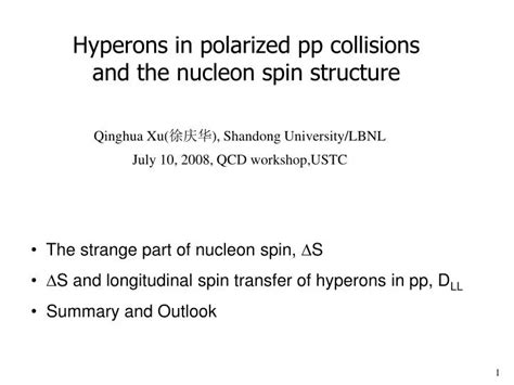 Ppt Hyperons In Polarized Pp Collisions And The Nucleon Spin Structure Powerpoint Presentation
