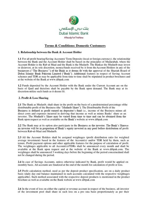 dib account opening tcs and key fact sheet kfs pdf banks cheque
