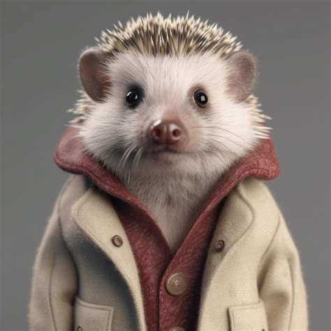 Premium Ai Image 3d Cartoon Hedgehog Portrait Wearing Clothes Glasses