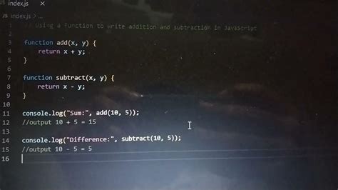 ⭐ Using A Function To Write Addition And Subtraction In Javascript💫
