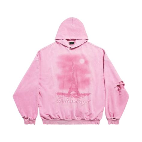 발렌시아가 파리 문 오버사이즈 후드 라이트 핑크 Balenciaga Kream