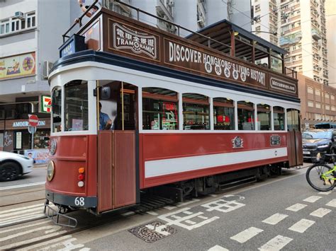 사진 홍콩 특수 트램 부분 지붕 개방형 데일리홍콩