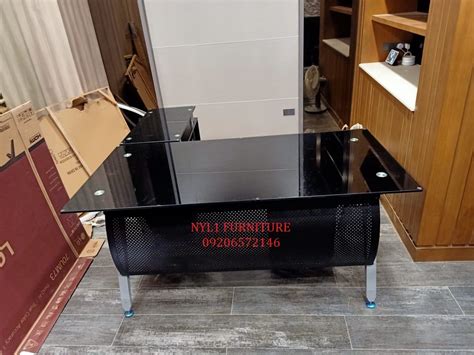 L Type Glass Top Office Table Office Partition Office Furniture