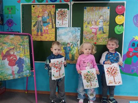 Рисование с использованием отпечатка губкой в младшей группе «Осеннее дерево 3 фото