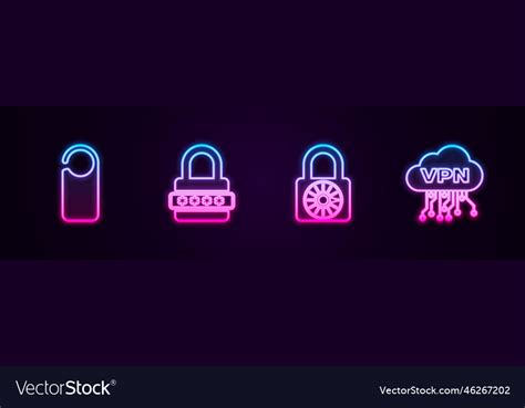 Set Line Please Do Not Disturb Password Royalty Free Vector