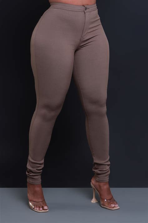 Super Swank High Waist Stretchy Jeans Taupe Swank A Posh